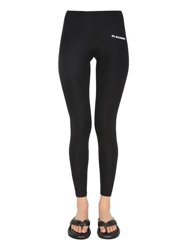 JIL SANDER Logo Print Sport Leggings - Black