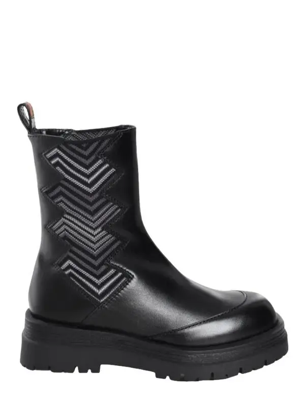 Missoni Embroidered-design Calf Leather Boots - Black
