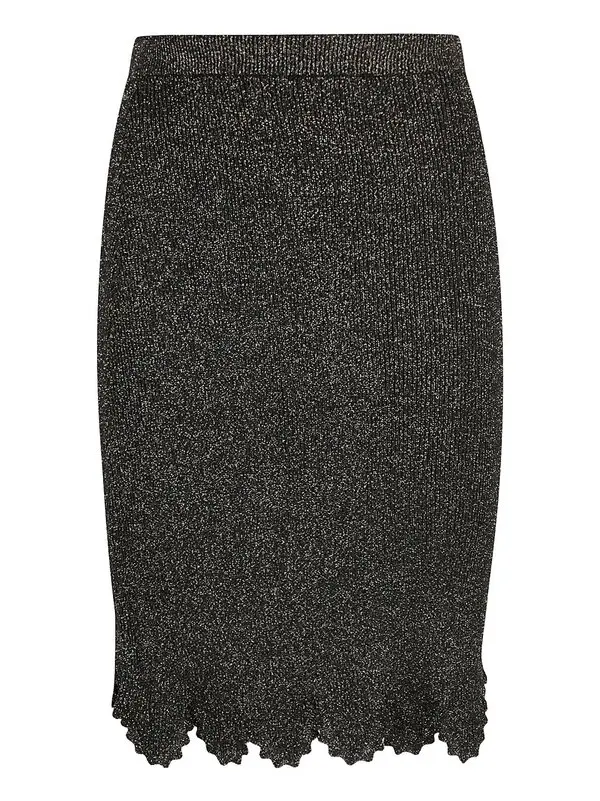 Chloé Ribbed Knitted Scallop Midi Skirt - Black