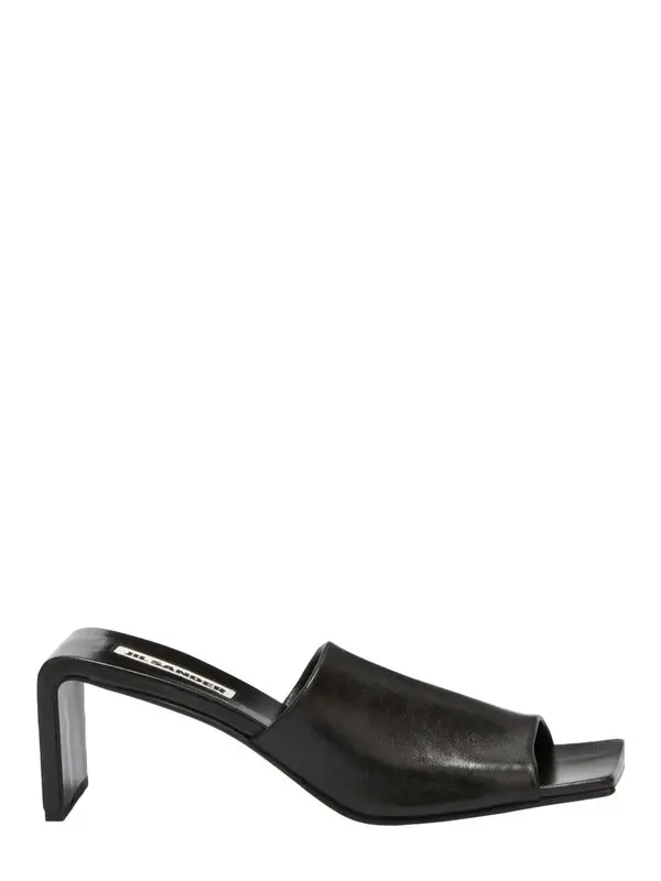 JIL SANDER Square-toe Mid Heel Sandals - Black