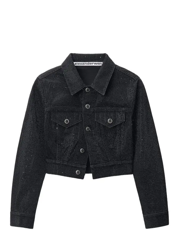 Alexander Wang Embellished Collared Denim Jacket - Black