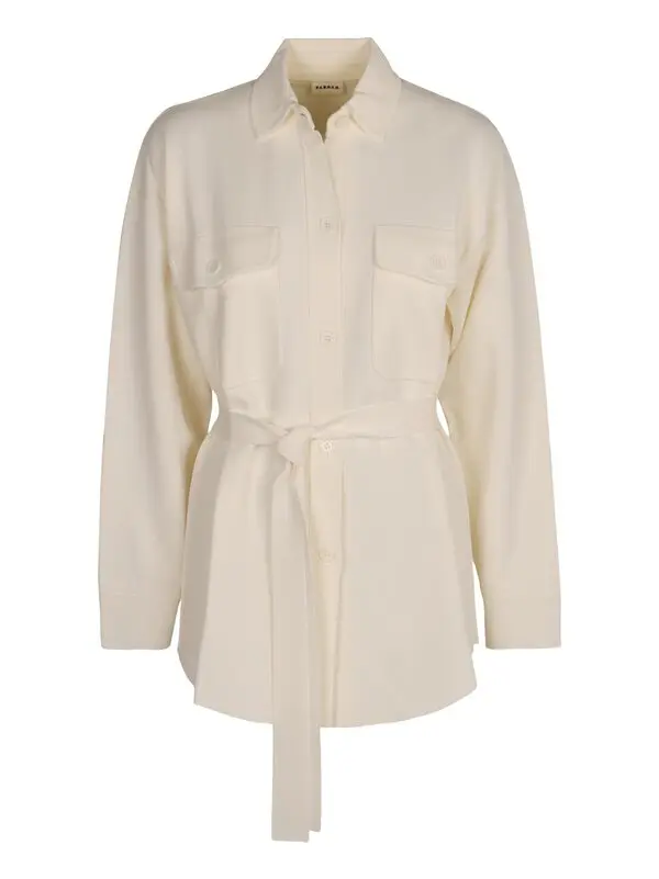 P.a.r.o.s.h Collared Long-sleeve Belted Shirt - Nude