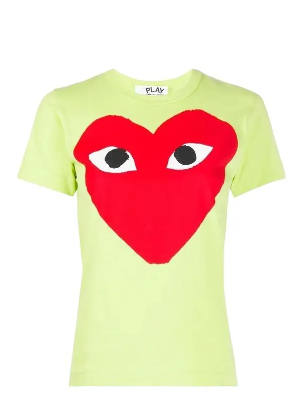 Play Comme Des Garcon Heart Print T-shirt - Yellow