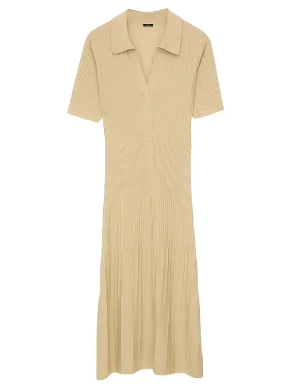 JOSEPH Flared Hem Midi Polo Dress - Nude