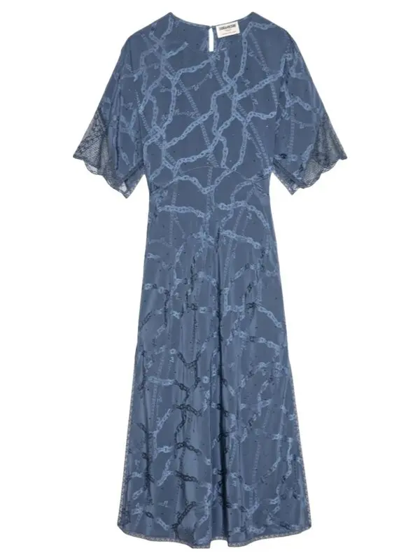 Zadig&Voltaire Silk Jacquard Midi Dress - Blue