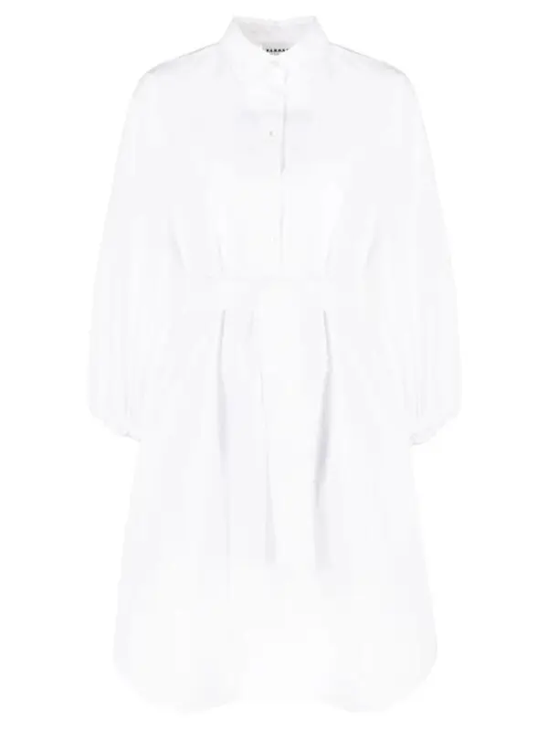 P.a.r.o.s.h Belted Horn Skirt Midi Dress - White
