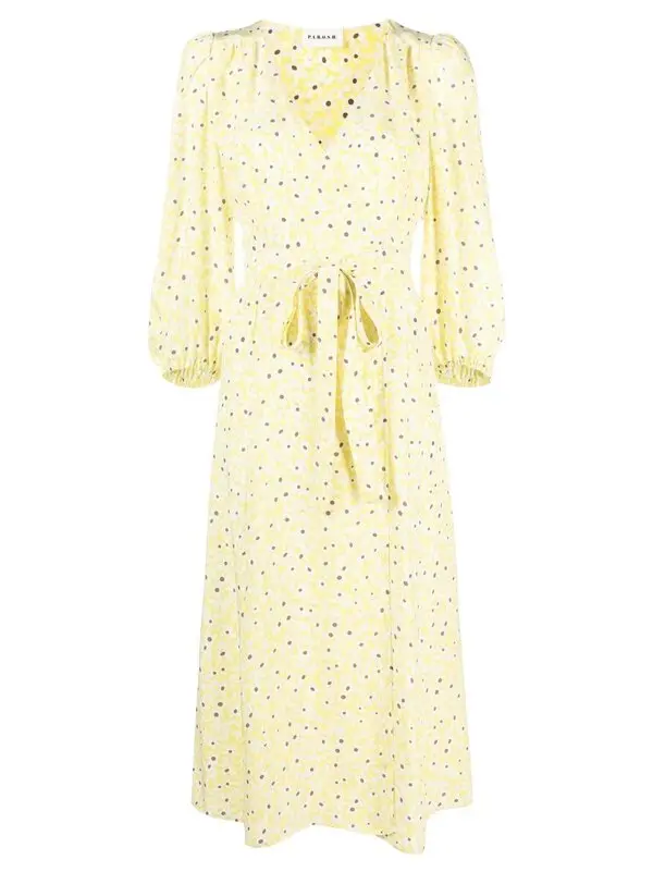 P.a.r.o.s.h Printed Logo V-collar Dress - Nude
