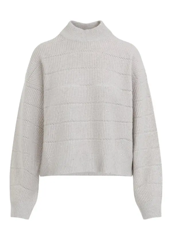 Brunello Cucinelli High-neck Cropped Jumper - White