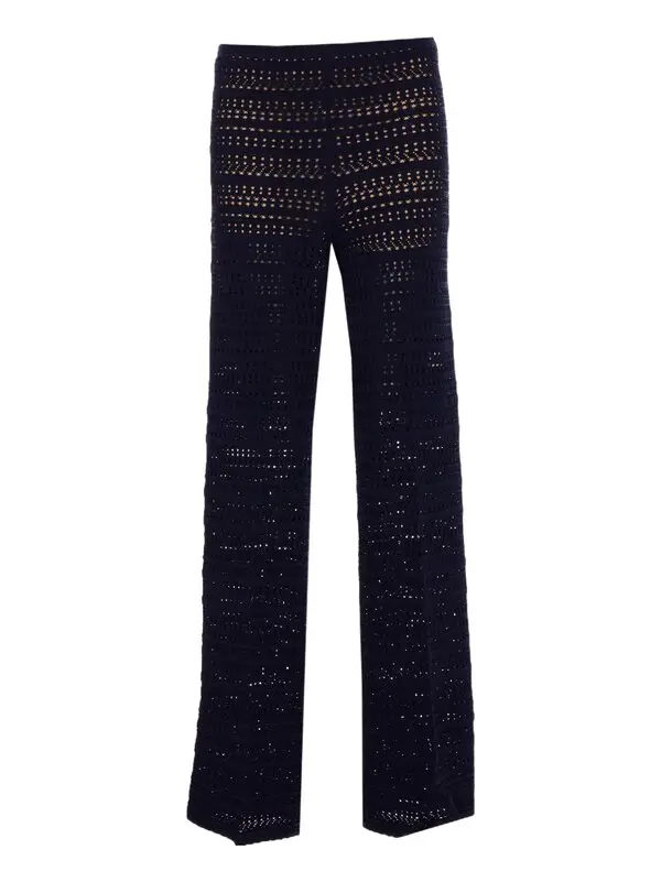 TWINSET Logo Plaque Open Knitted Trousers - Black