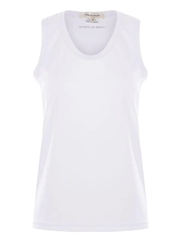 Comme Des Garçons Logo Printed Tank Top - White