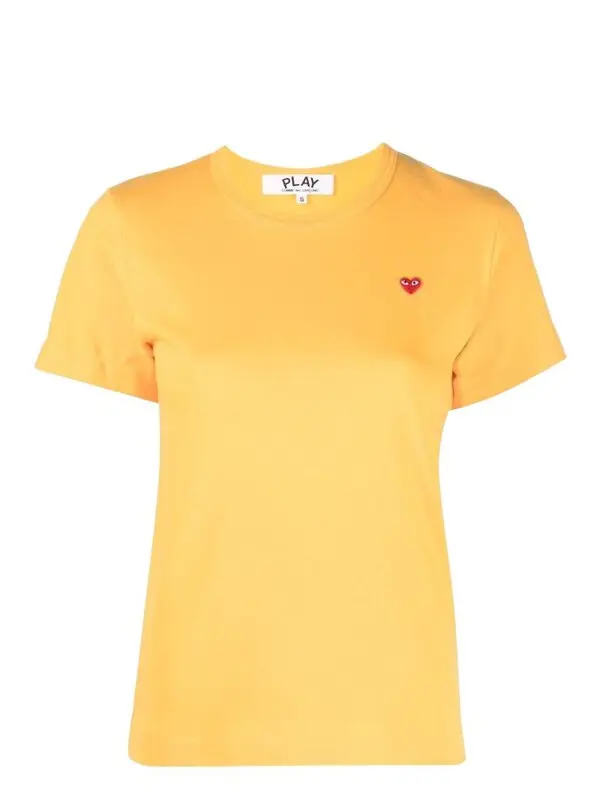 Play Comme Des Garcon Embroidered Logo Crewneck T-shirt - Yellow