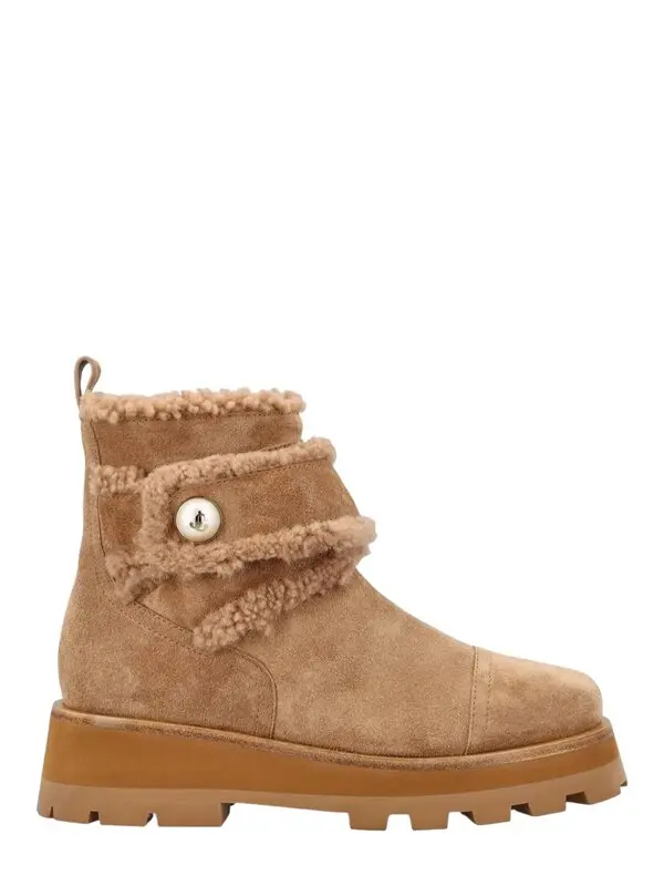 JIMMY CHOO Shearling-trimmed Platform Boots - Brown