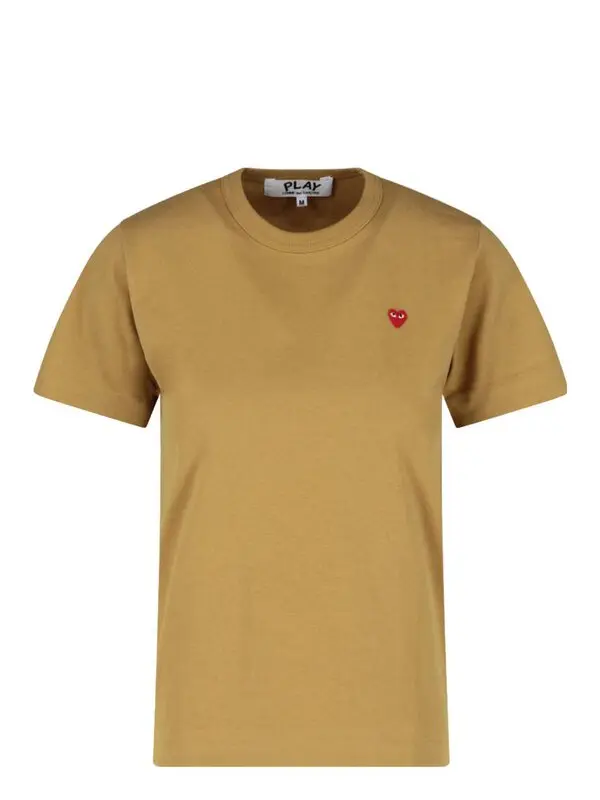Play Comme Des Garcon Cotton Embroidered-logo T-shirt - Nude