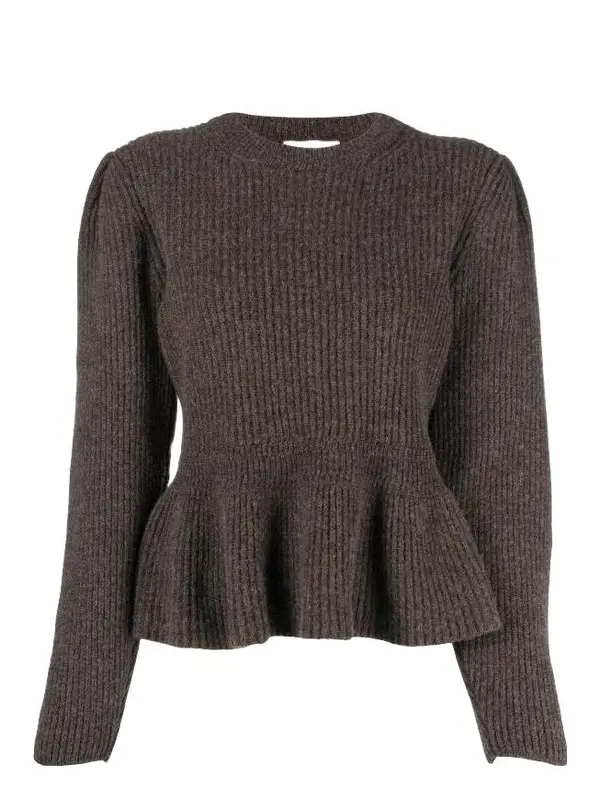 LEMAIRE Ribbed-knit Peplum-hem Jumper - Black