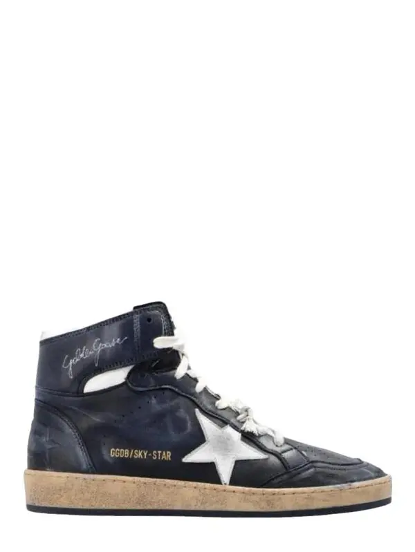 GOLDEN GOOSE Sky-star Sneakers In Nappa Leather With White Nappa-leather Star - Black