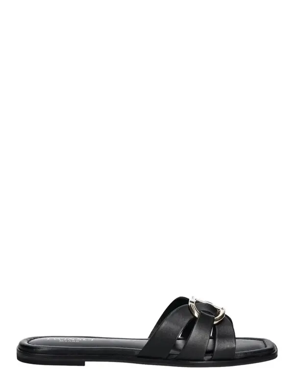 TWINSET Logo Buckle Slip-on Sandals - Black