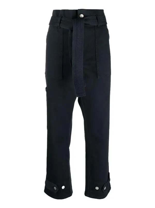 P.a.r.o.s.h Cropped Belted Paperbag-waist Trousers - Black