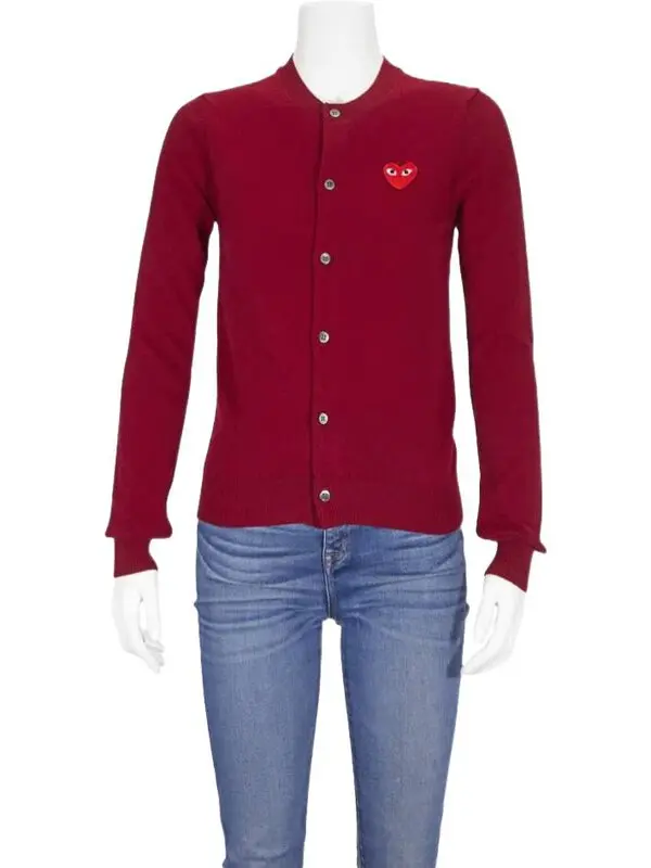 Comme Des Garçons Heart Motif Cardigan - Red