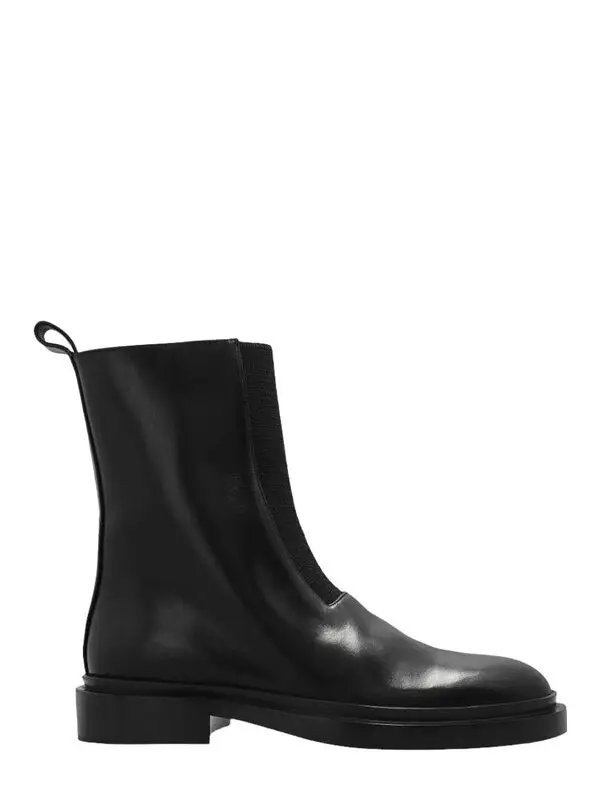 JIL SANDER Leather Round-toe Ankle Boots - Black