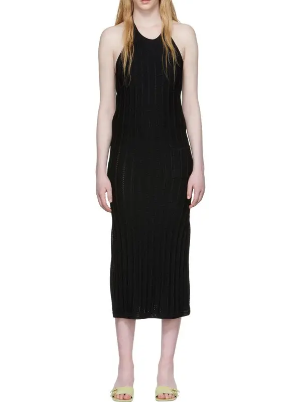 GANNI Knit Halter Midi Dress - Black