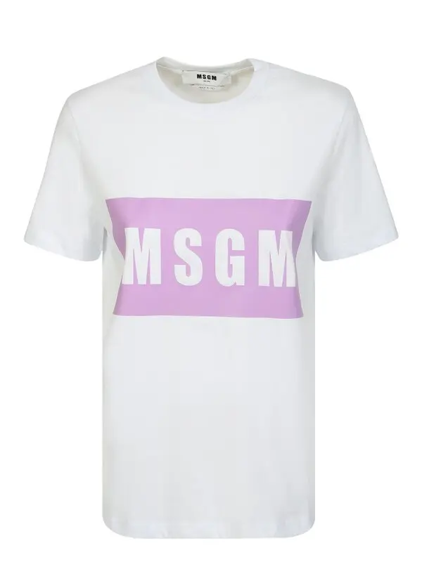MSGM Logo Printed Crewneck T-shirt - White