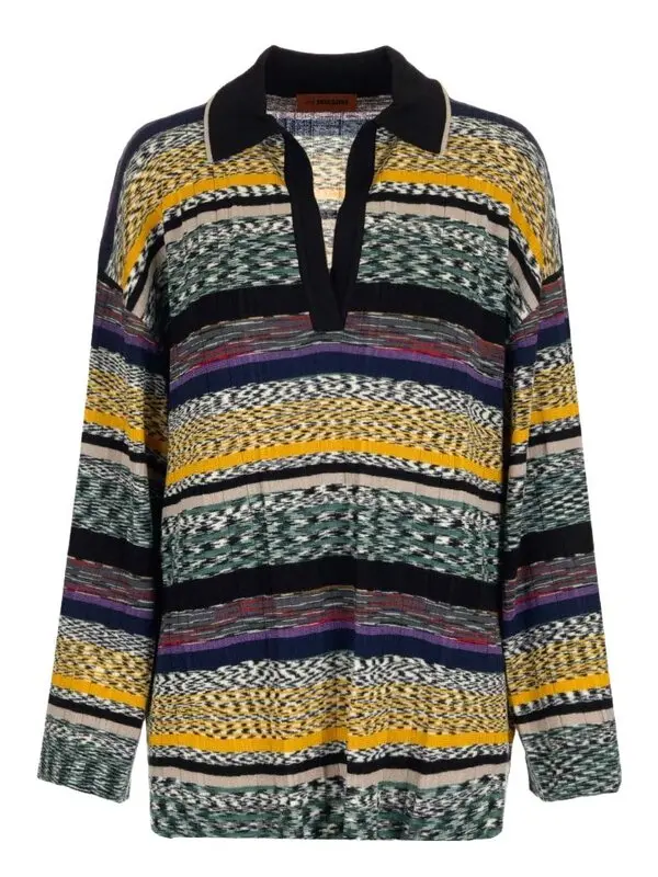Missoni Striped Relaxed-fit Polo Shirt - Black