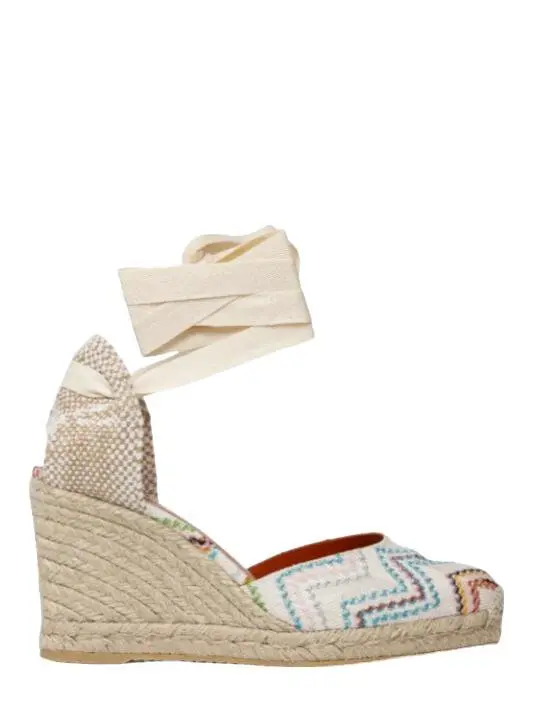 Missoni Carina Embroidered Wedge Sandals - Nude