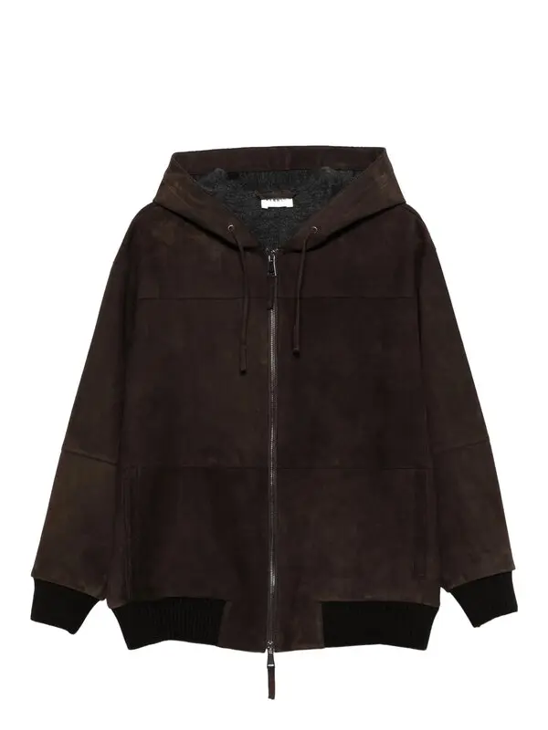 P.a.r.o.s.h Hooded Zip-up Jacket - Dark Brown