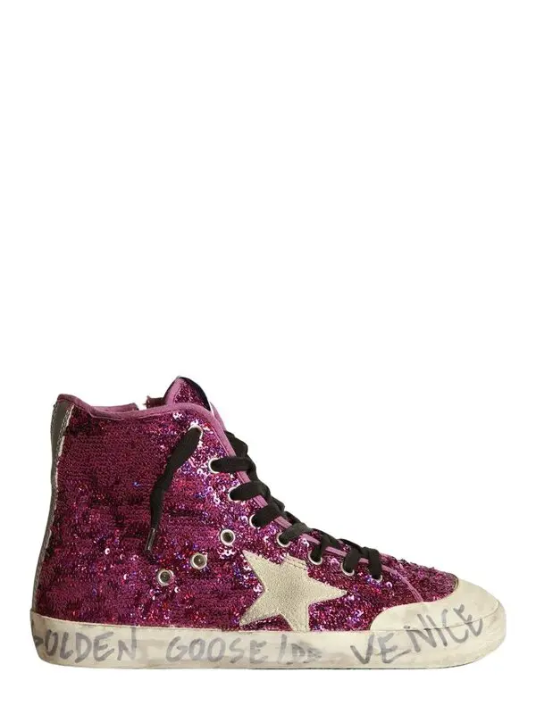 GOLDEN GOOSE Francy Sneakers With Sequins And Handwritten Lettering On The Outsole - Multicolor