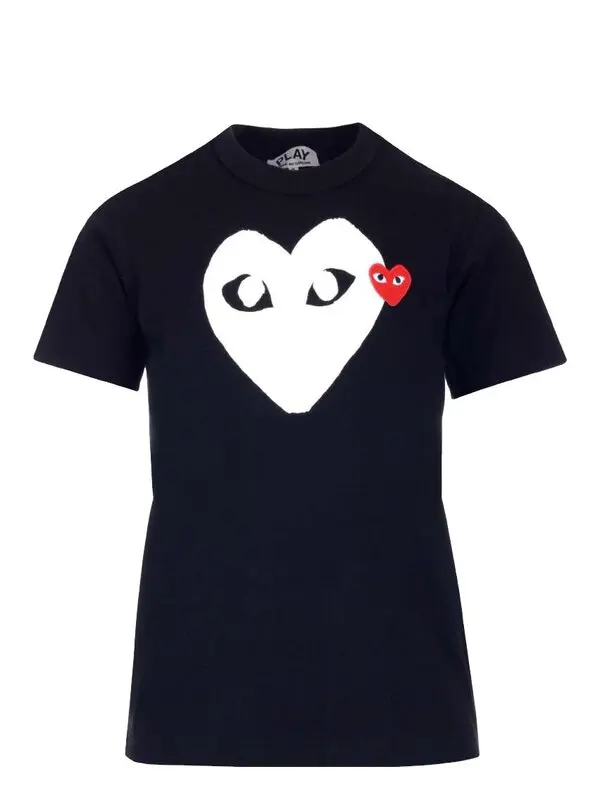 Play Comme Des Garcon Double Heart T-shirt - Black