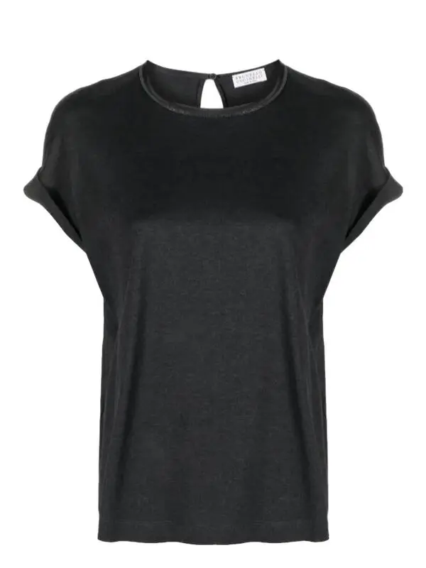 Brunello Cucinelli Keyhole-detail Cotton T-shirt - Black