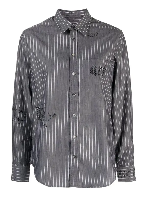 Zadig&Voltaire Taskiz Rhinestone-embellished Striped Shirt - Gray
