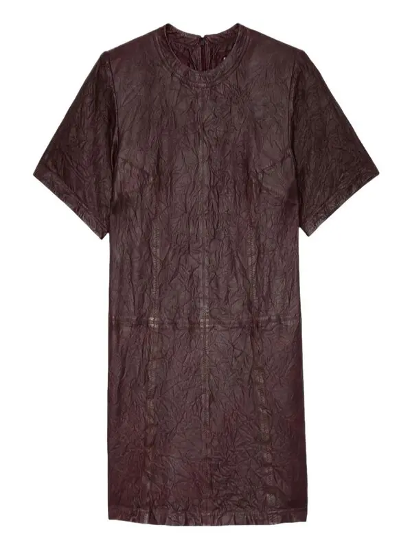 Zadig&Voltaire Riddy Creased Leather Minidress - Chocolate-colored