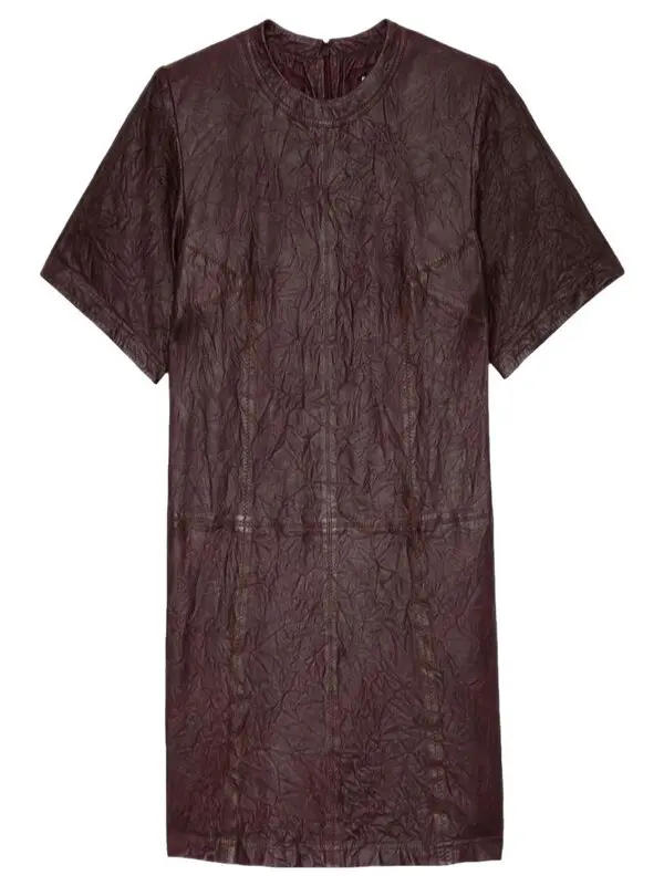 Zadig&Voltaire Riddy Creased Leather Minidress - Chocolate