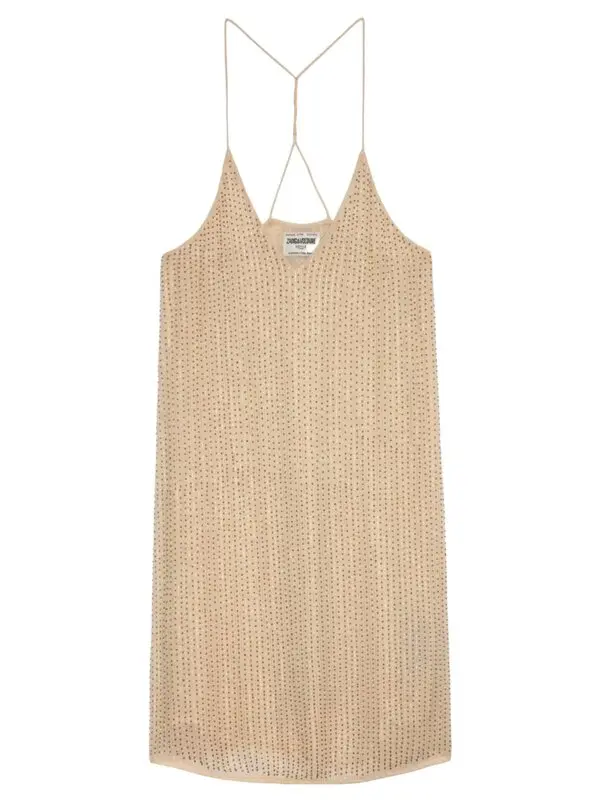 Zadig&Voltaire Rhinestone V-neck Minidress - Poudre
