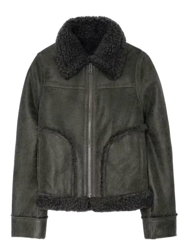 Zadig&Voltaire Kade Shearling-trim Leather Jacket - Anthracite