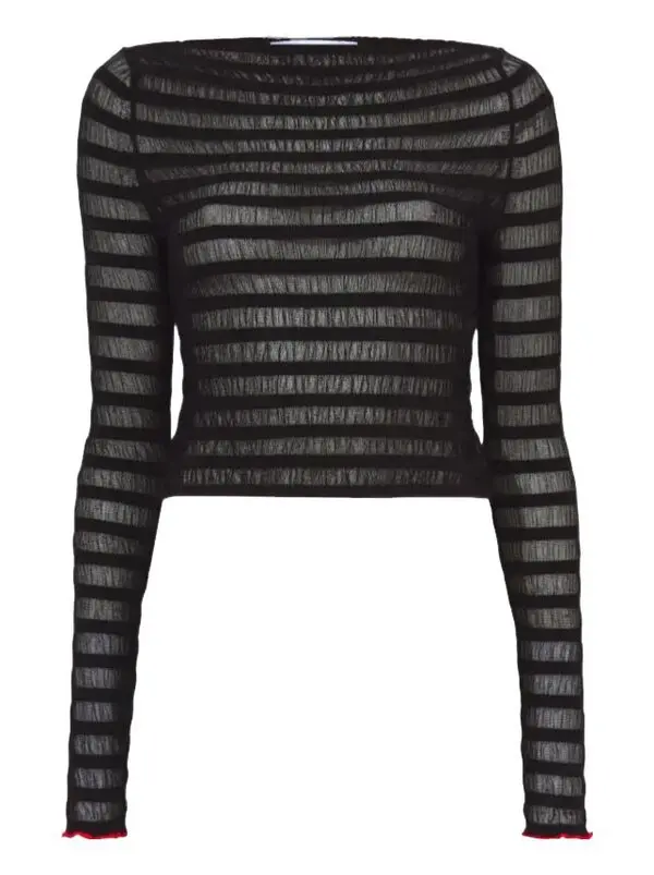 Proenza Schouler Striped Sheer Top - Black