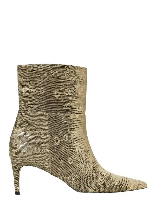 TWINSET Lizard-print Pointed-toe Stiletto Boots - Green