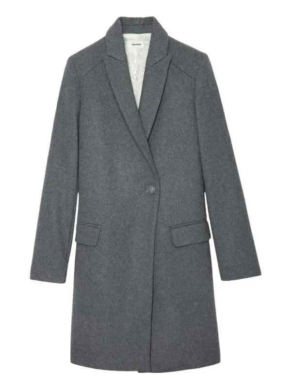 Zadig&Voltaire Marco Single Breasted Coat - Grey