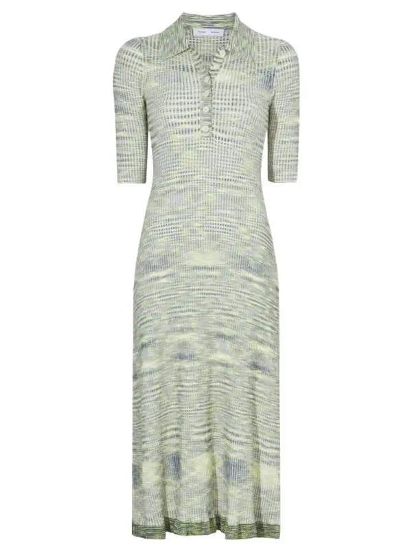 Proenza Schouler Space Dye Ribbed-knit Polo Dress - Gray