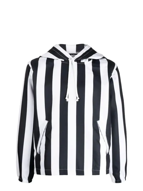 Comme Des Garçons Striped Long-sleeved Hoodie - Black/white