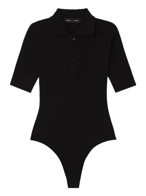 Proenza Schouler Knitted Short-sleeved Polo Top - Black