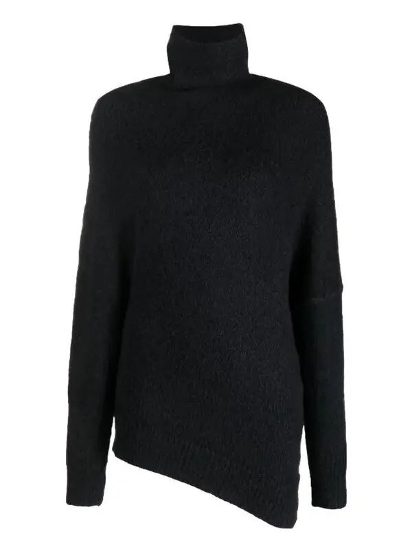 Proenza Schouler Fuzzy Boucle Asymmetric Sweater - Black