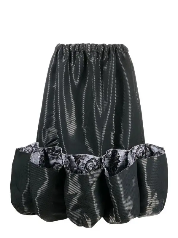 Comme Des Garçons Puff Hem Lace-trim Skirt - Balck