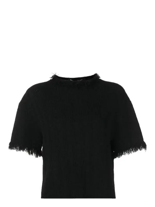 Proenza Schouler Frayed-edge Short-sleeve Jumper - Black