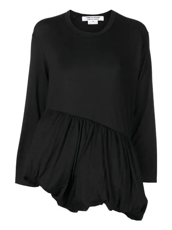 Comme Des Garçons Gathered-hem Detail Blouse - Black