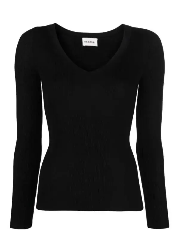 P.a.r.o.s.h V-neck Fine-knit Top - Nero