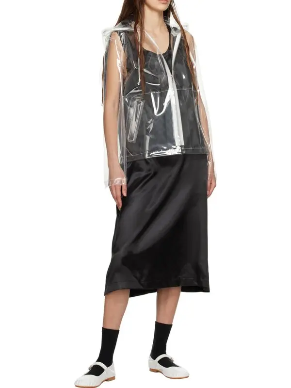 Comme Des Garçons Slogan-print Transparent Jacket - Black