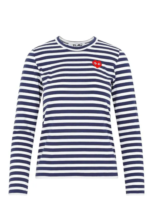 Play Comme Des Garcon Horizontal-stripe Long-sleeve T-shirt - Blue