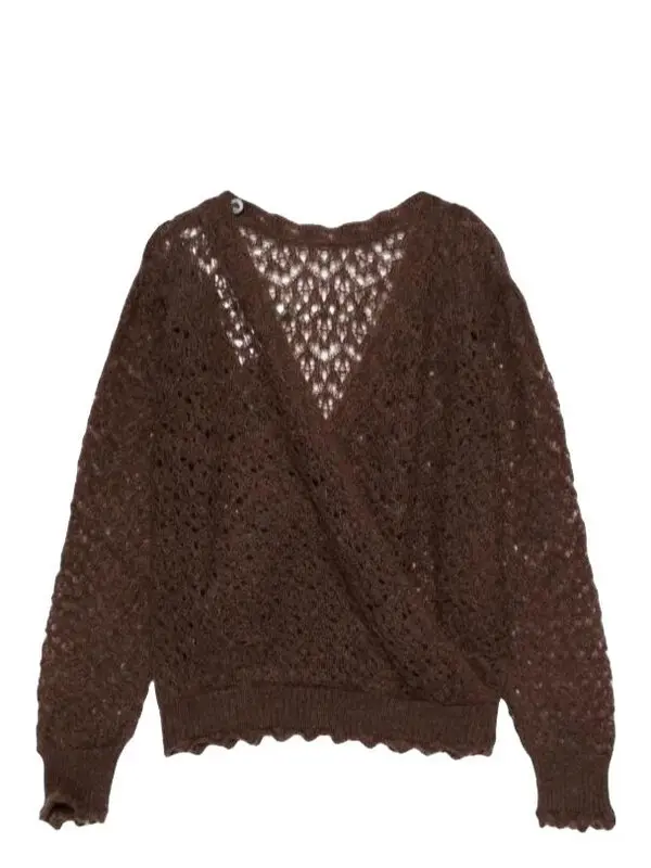 TWINSET Crochet-detail Wrap Sweater - Black